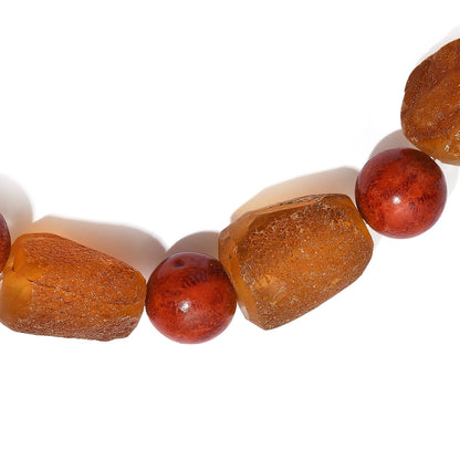 Baltic Amber & Coral Stretch Bracelet — Warm Earth Tones to Uplift You ...